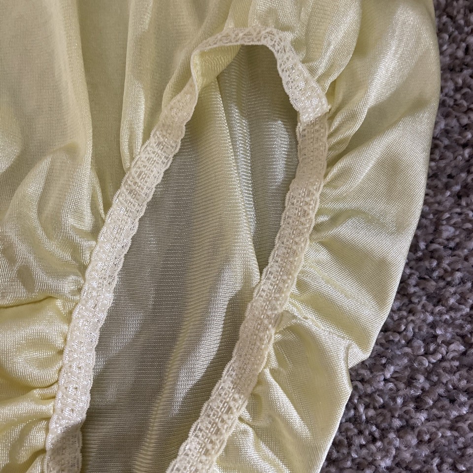 VTG Hanes Sheer Panties Shiny Nylon Gusset Lace 8 Granny Panty 15763 ...
