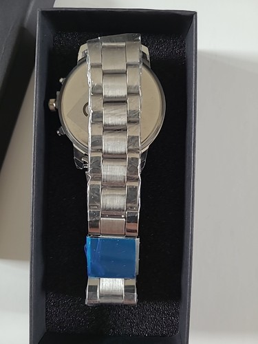 Deyros Men's Silver Watch With Black Dial Stainless Steel 8 3/4 Band | eBay