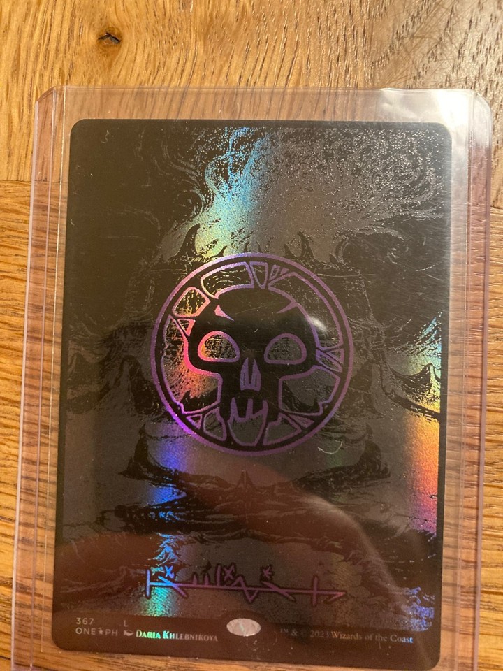 2× Oil Slick Full-Art Foil Swamp – Phyrexia: All Will Be One – Near ...