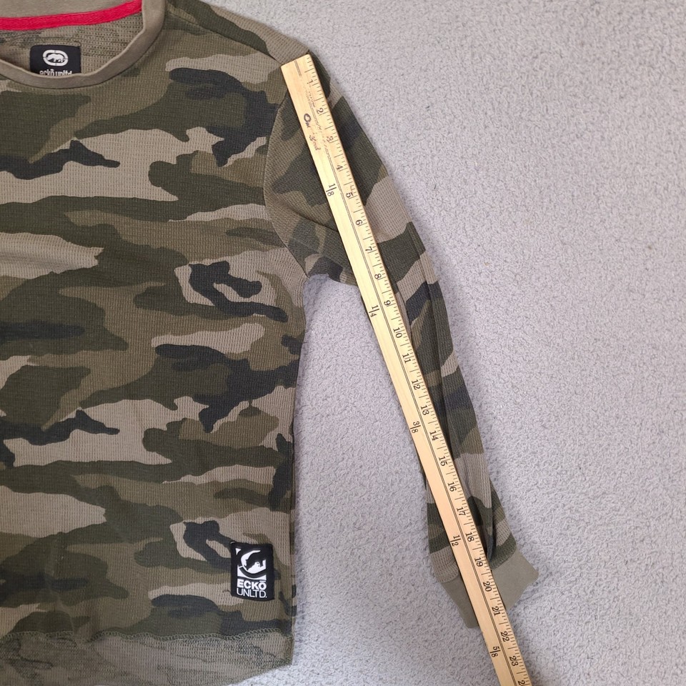 Ecko Unltd T-Shirt Womens Large Green Camo Long Sleeve Crew Neck ...