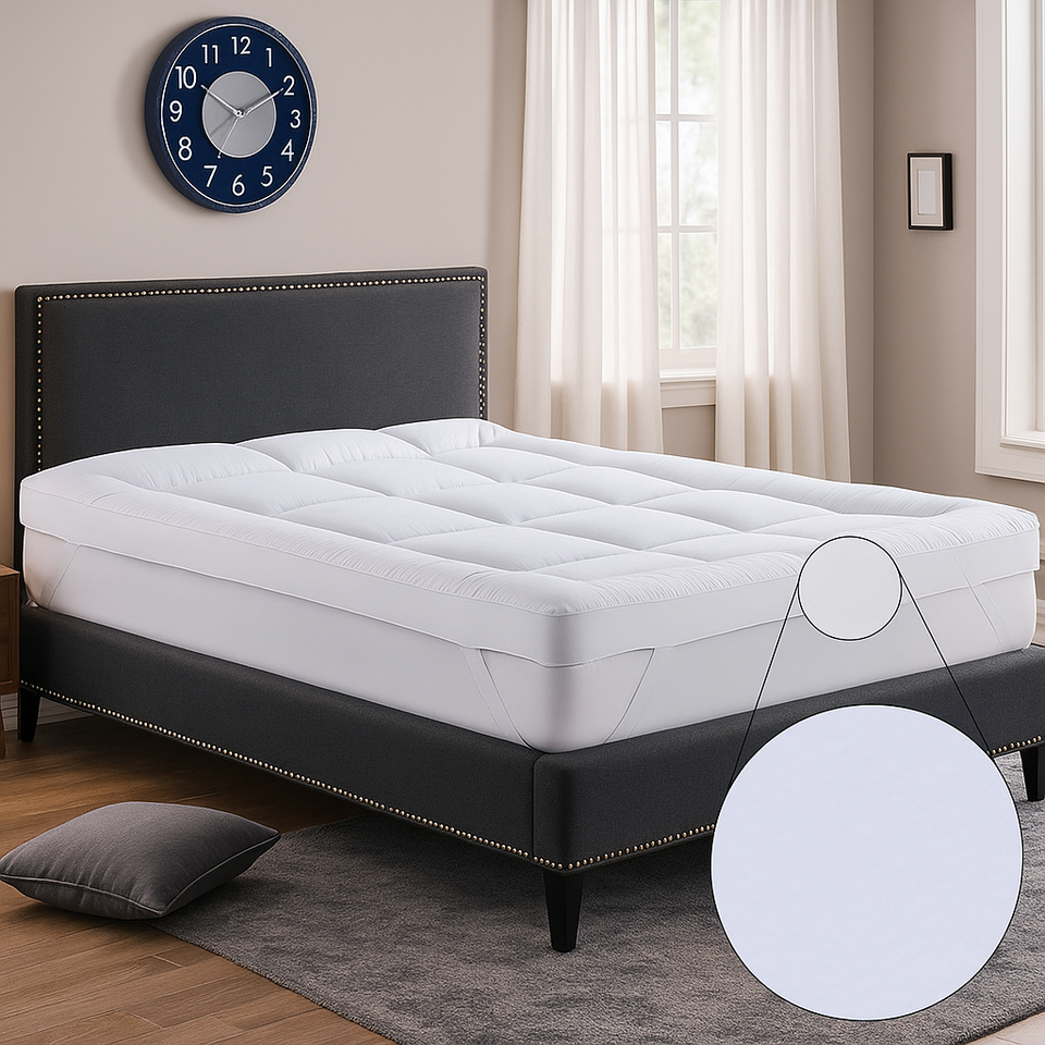 Hotel Quality Microfiber Mattress Topper 5CM Thick Quilted with Elastic ...