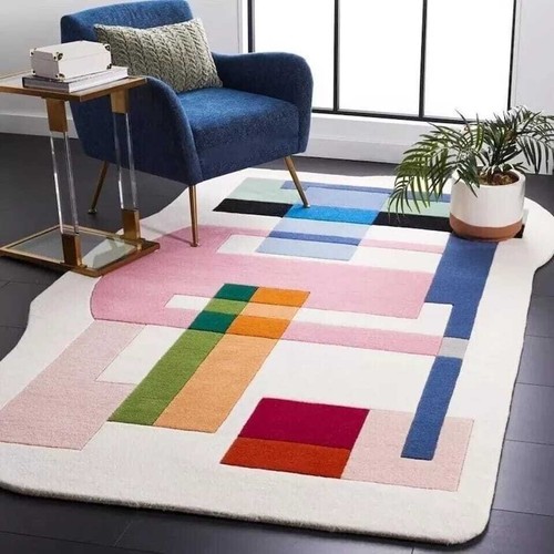 Hand Tufted Modern Rug Handmade 100% Woolen Rug Beautiful Multi Color ...