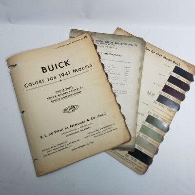 DuPont 1941 Buick Color Chips Combo Chart Body Fender Wheels Stripe ...
