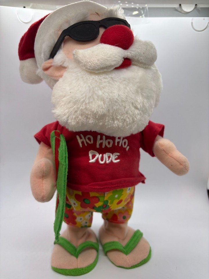 Gemmy Animated Christmas Santa Claus Surf Ho Ho Ho Dude Animated Plush ...