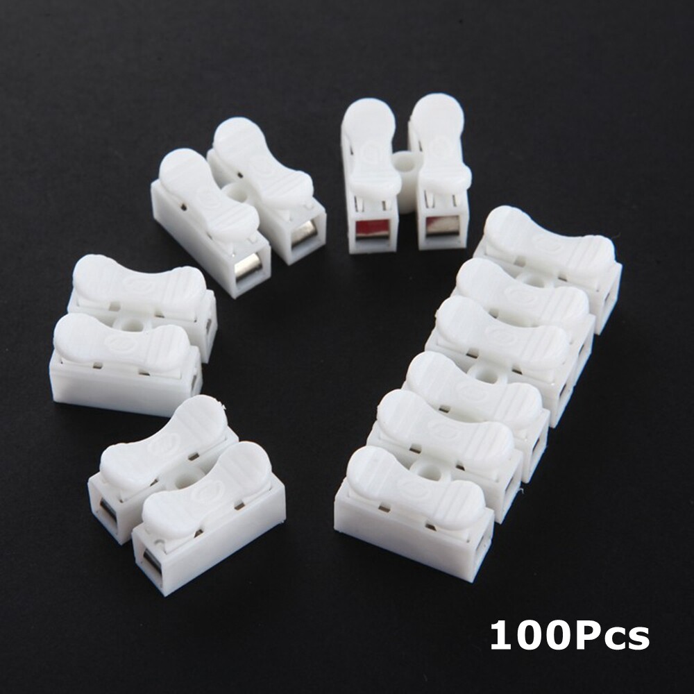 100Pcs Electrical Cable Clamp Block Terminal Spring Wire Connectors CH ...