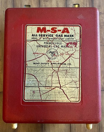 MSA All-Service Gas Mask & Box [Model 'S” with Window-Cator Canister ...