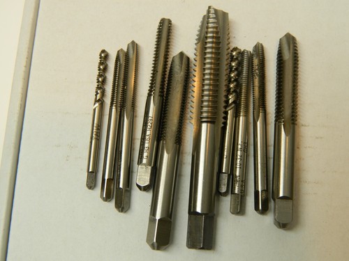 LOT OF 10 TAPS different sizes listed in description 1/2-13 - 6-32 tap ...