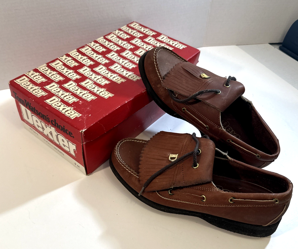 Vintage Dexter Golf Shoes w/ Kiltie, Size 8 M metal Cleats late 1970's ...