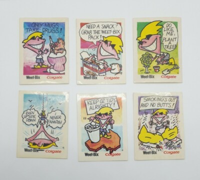 LOT OF X23 AUSTRALIAN WEETBIX COLGATE SLOGAN COLLECTABLE STICKERS | eBay