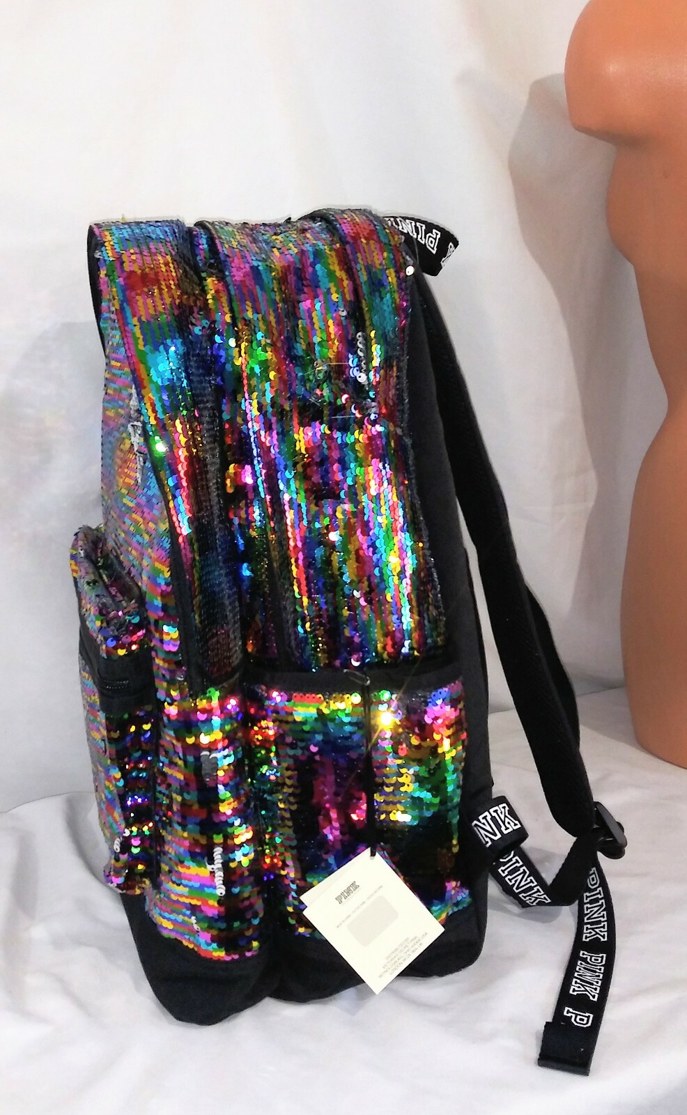 Victorias Secret Pink SEQUINS BLING RAINBOW Full Size CAMPUS Backpack ...