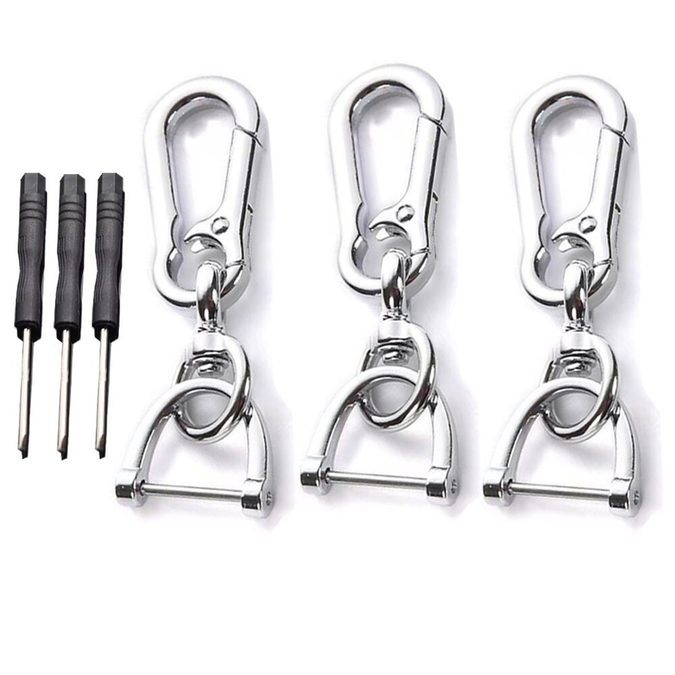 3PC Keychain Clip Bag Belt Key Ring Clips Keyring Chain Fob D-Ring ...