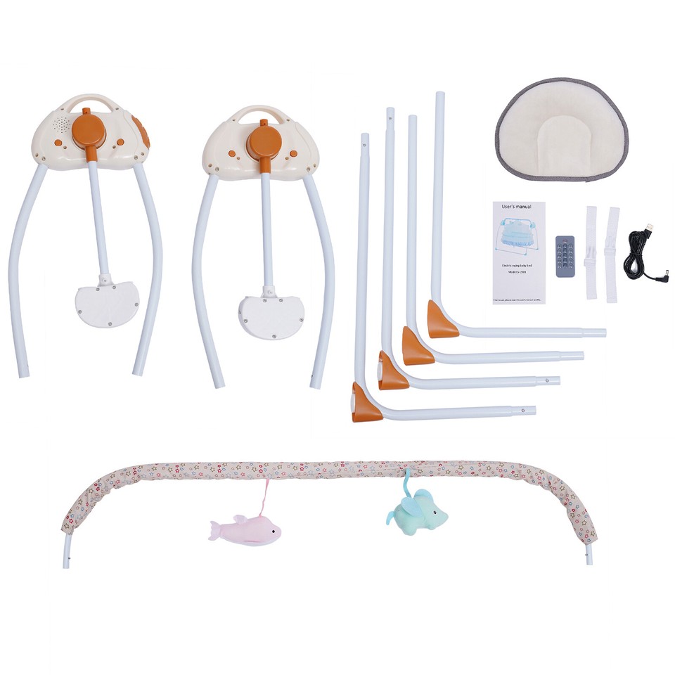 Electric Baby Crib Cradle Auto-Swing Newborn Bassinet Sleep Bed Infant ...