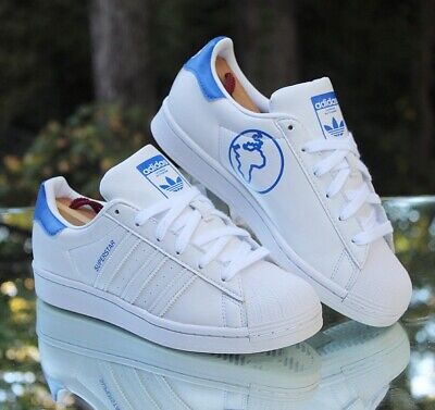 Adidas Superstar J Size 5.5 Cloud White Blue Custom FW0816 Adidas Superstar J Size 5.5 Cloud White Blue Custom FW0816