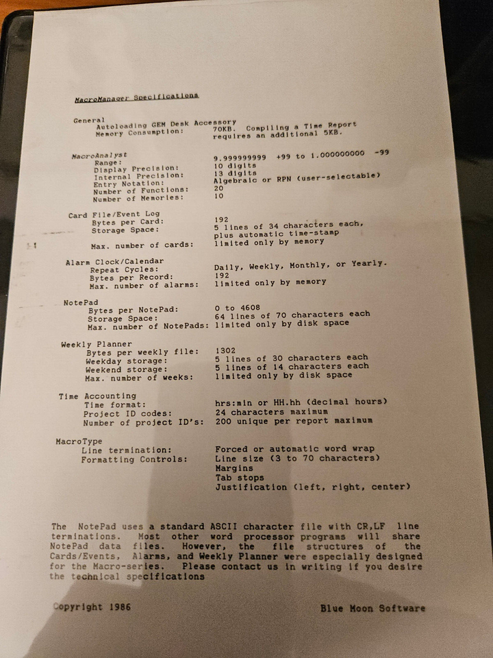 MacroManger by Blue Moon Software for Atari ST | eBay