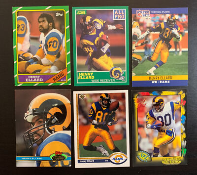 Henry Ellard Lot (6): 1986 Topps, 1989 Score, 1990 Pro Set, 1991 UD ...