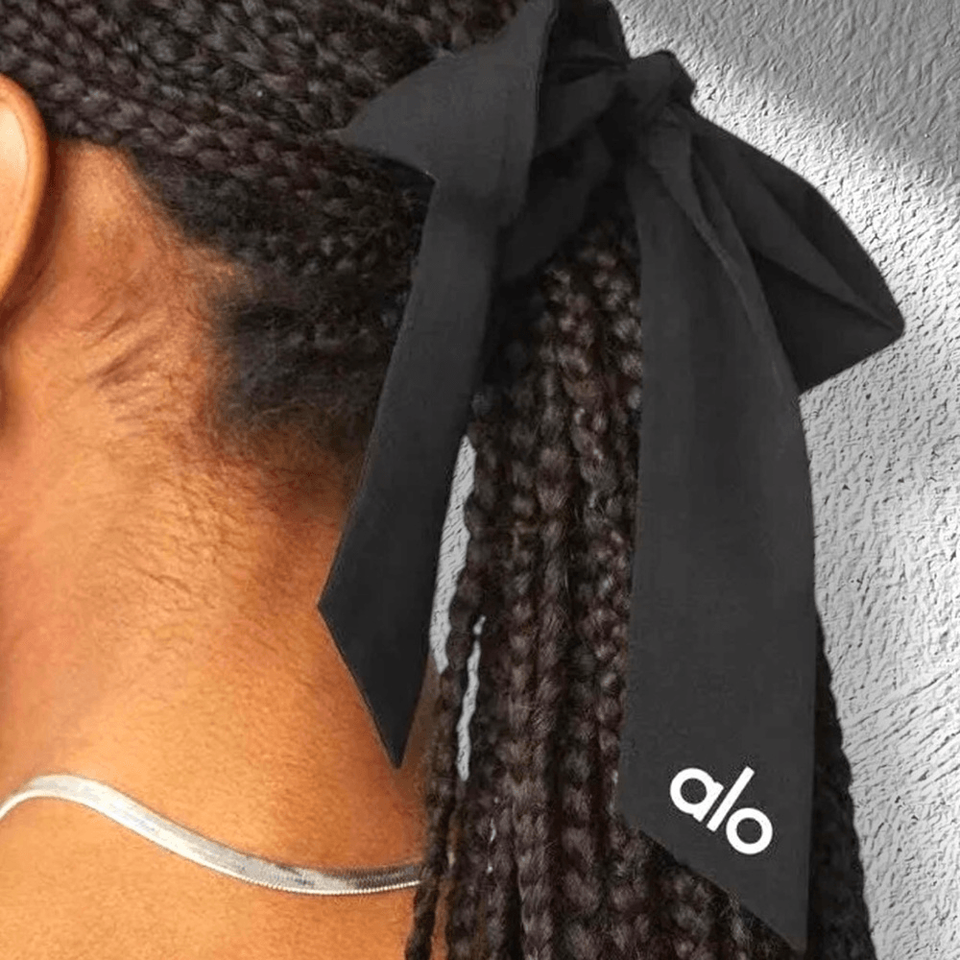 Bundle of 2 Alo Love Knots Tie Scrunchies Hair Bows -Cream (& Black ALO ...