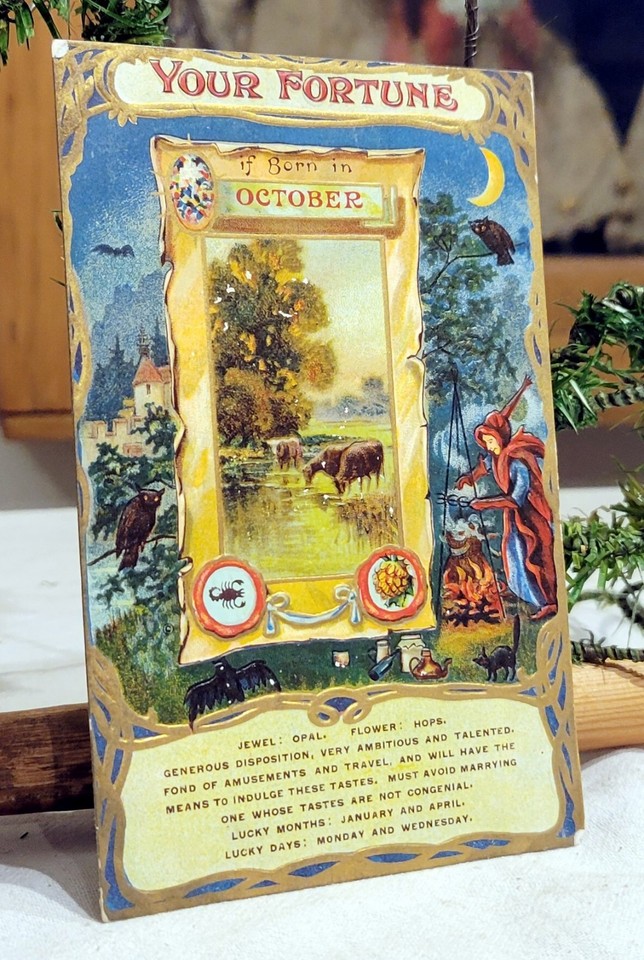 "Your Fortune: Born in October" 1910. Julius Marks. Halloween PC | eBay
