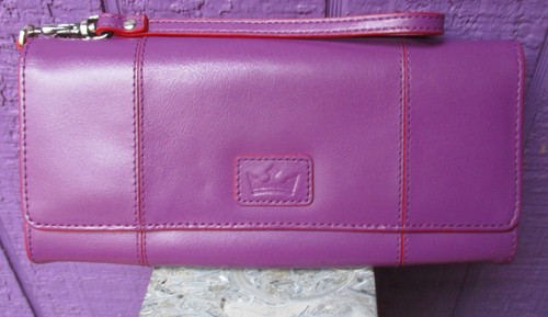Baekgaard Vera Bradley LEATHER Clutch Wristlet Long Wallet NEW Purple ...