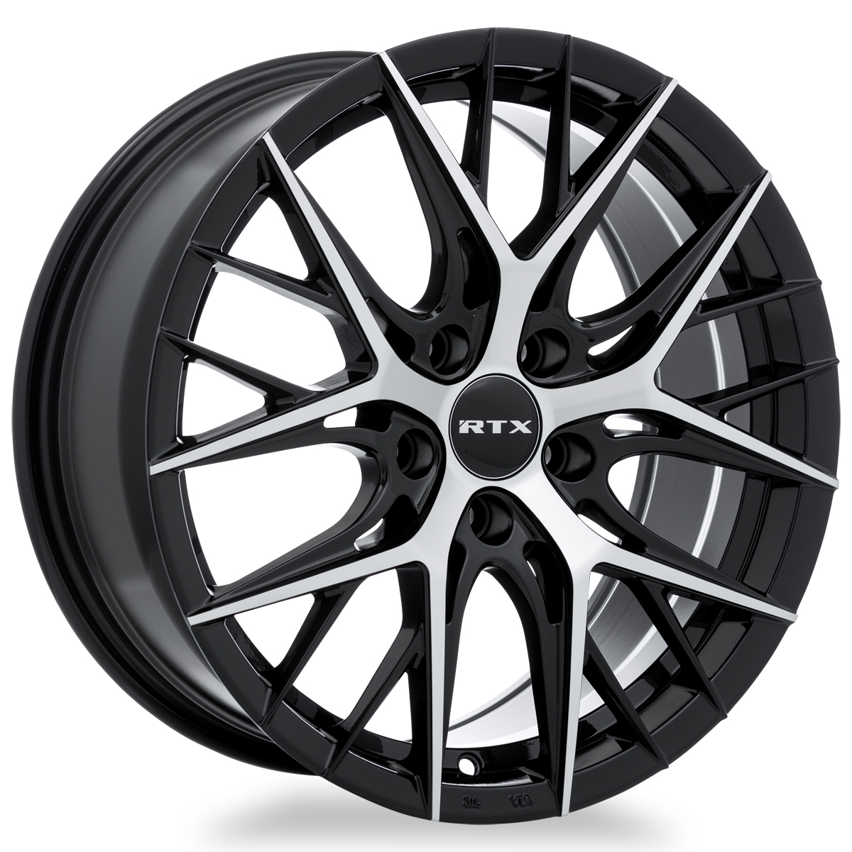 17x7.5 RTX Valkyrie Gloss Black Machined Wheels 5x4.5 (40mm) Set of 4 ...