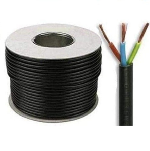 ALL BLACK WHITE FLEXIBLE CABLE 3 CORE FLEX 1MM 1.5MM X 1M,2M,5M,10M,25M ...
