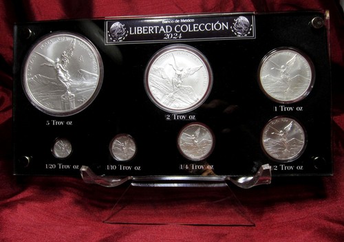 Mexico Libertad 7 Coin Set 8.9 Ounces Silver BU Original Mexican ...