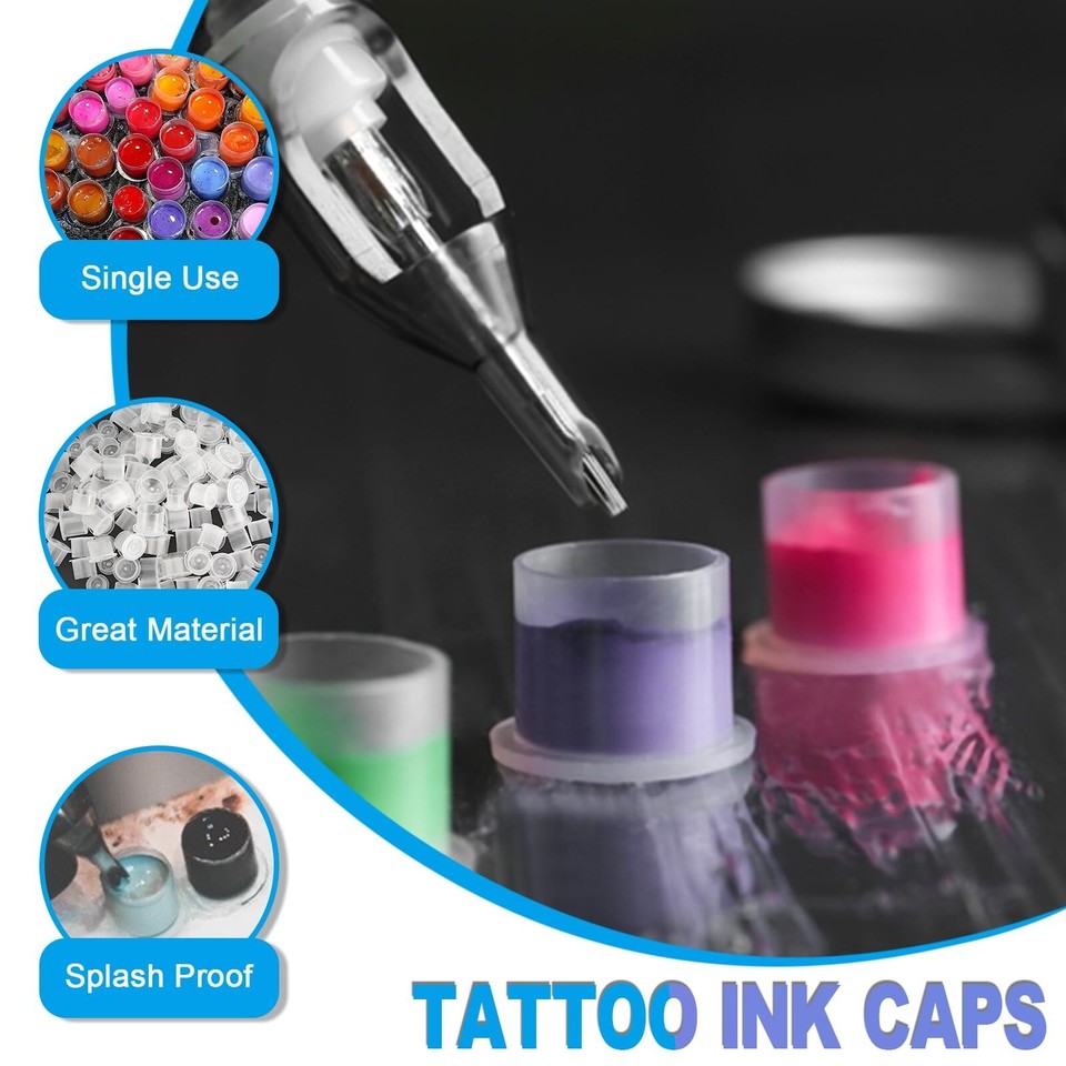 Emalla 340Pcs Tattoo Ink Caps Kit - 300Pcs Mixed Tattoo Ink Caps with ...