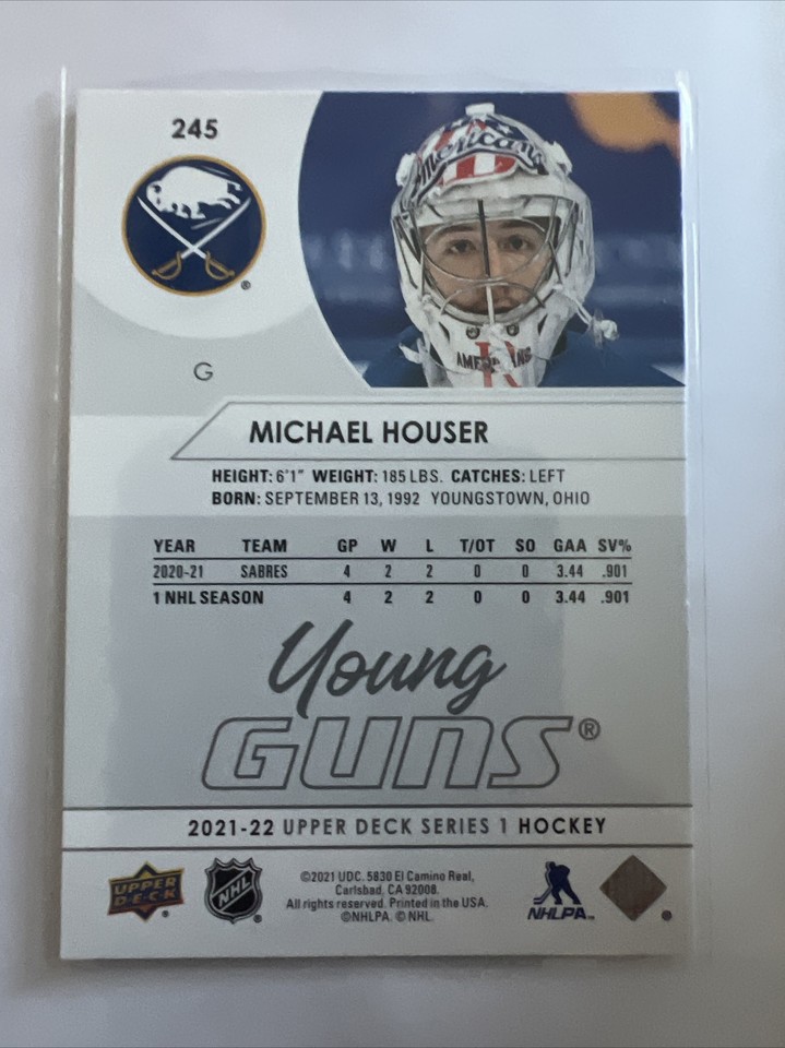 2021-22 Upper Deck Series 1 Young Guns Rookie Card #245 Michael Houser ...