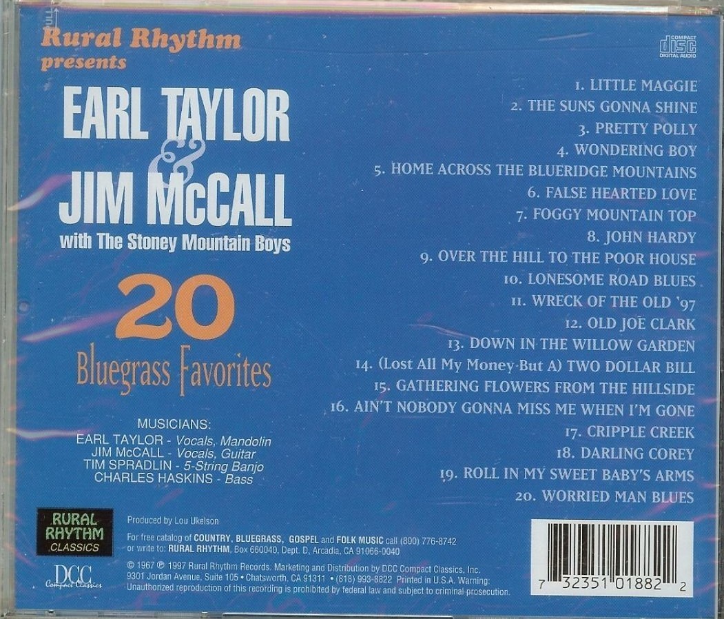 20 Bluegrass Favorites by Taylor, Earl & McCall, Jim (CD, 2015) for ...