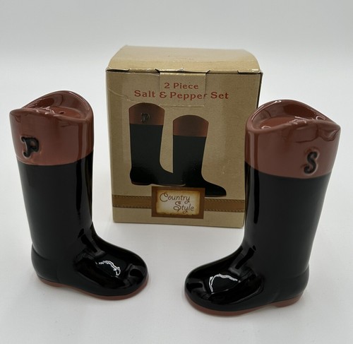 Cracker Barrel Country Style Cowboy Boots Salt Pepper Shakers Set NEW ...
