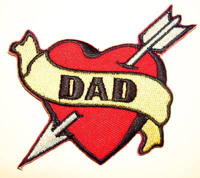 DAD Heart embroidered iron on patch tattoo Sailor Jerry rockabilly ...