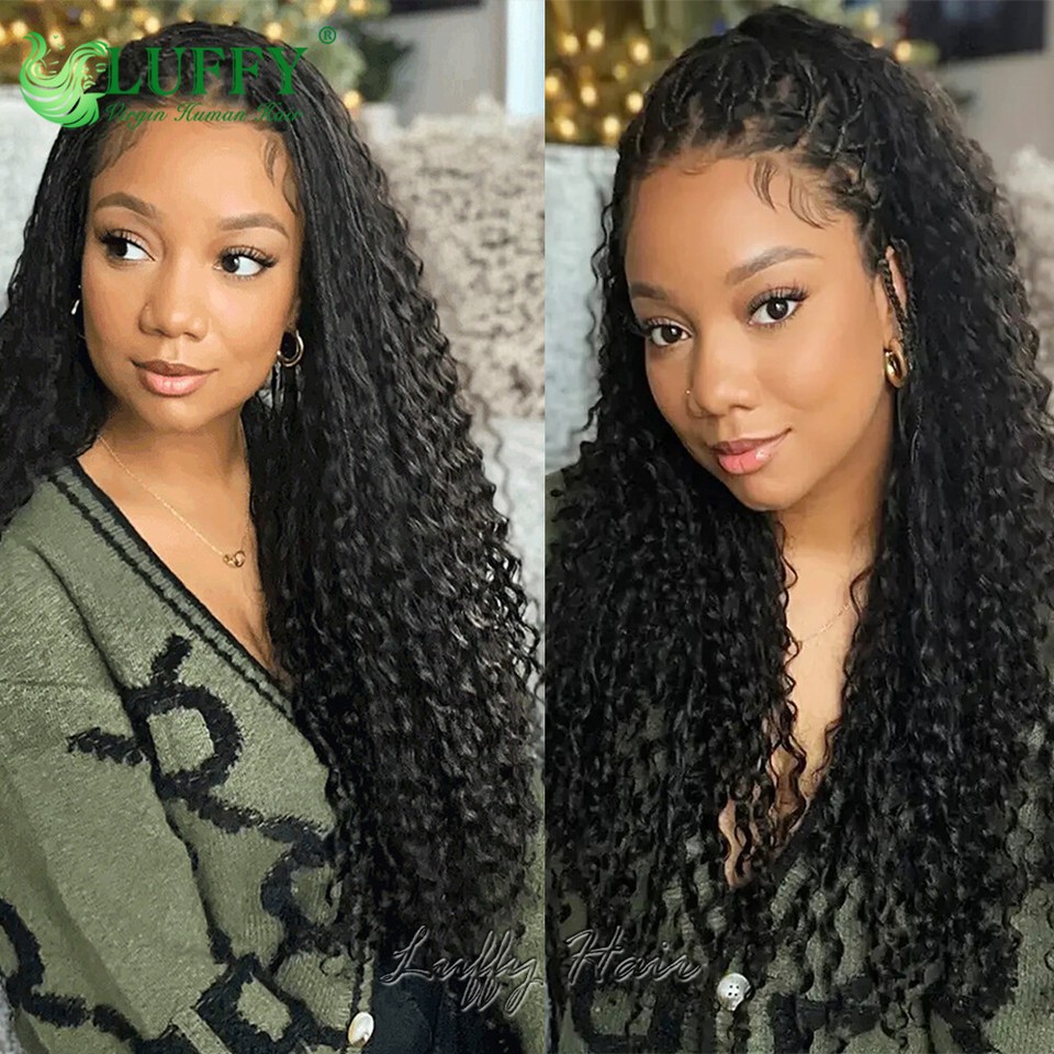 Knotless Boho Box Braid HD Full Lace Wig With Curly Ends 250 Density ...