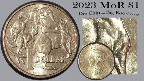 2023 $1 Mob of Roo 'KCIII' - Die Chip on Big Roo (foreleg) - Circulated ...