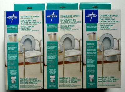 Medline Commode Liner with Absorbent Pad, 36 Count (3 Boxes of 12 Each ...