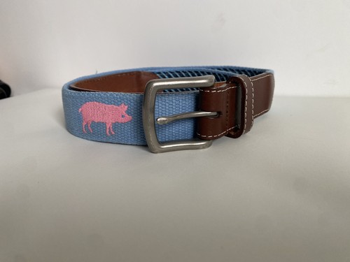 Collard Greens Light Blue Embroidered Pig Belt Size 32 | eBay
