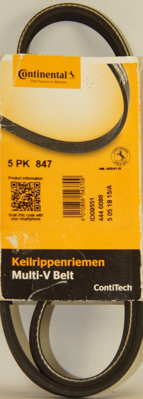 Serpentine Belt-Continental Serpentine Belt - 5 PK 847 - 5Rib Drive ...