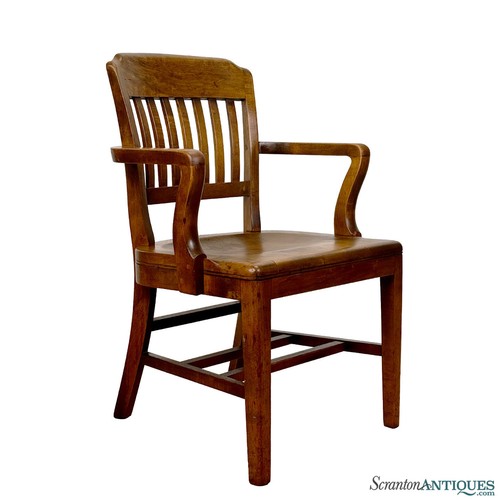 Antique Traditional Mahogany Wood Bankers Library Arm Chair | eBay