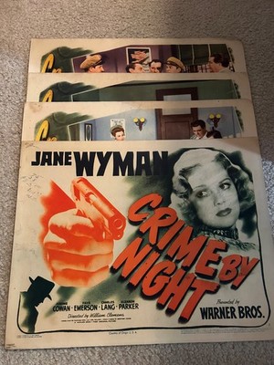 Vintage Movie Lobby Cards (4) "Crime By Night" 1944 Jane Wyman | eBay