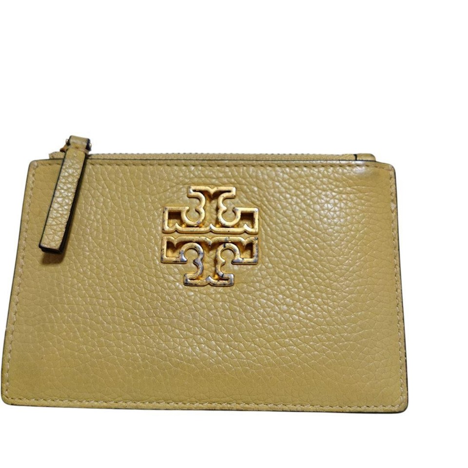 Tory Burch Coin Case 9x14cm Leather Yellow Gold Logo Used Accessories ...