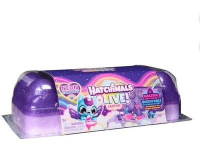 Hatchimals Alive Neon Rainbow Egg Carton 5 Color Revel Eggs & 11 ...