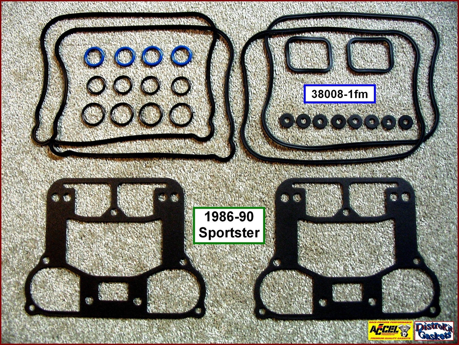 Full Rocker Box Gasket Kit, Foamet base gaskets, 86-90 Sportster, ref ...