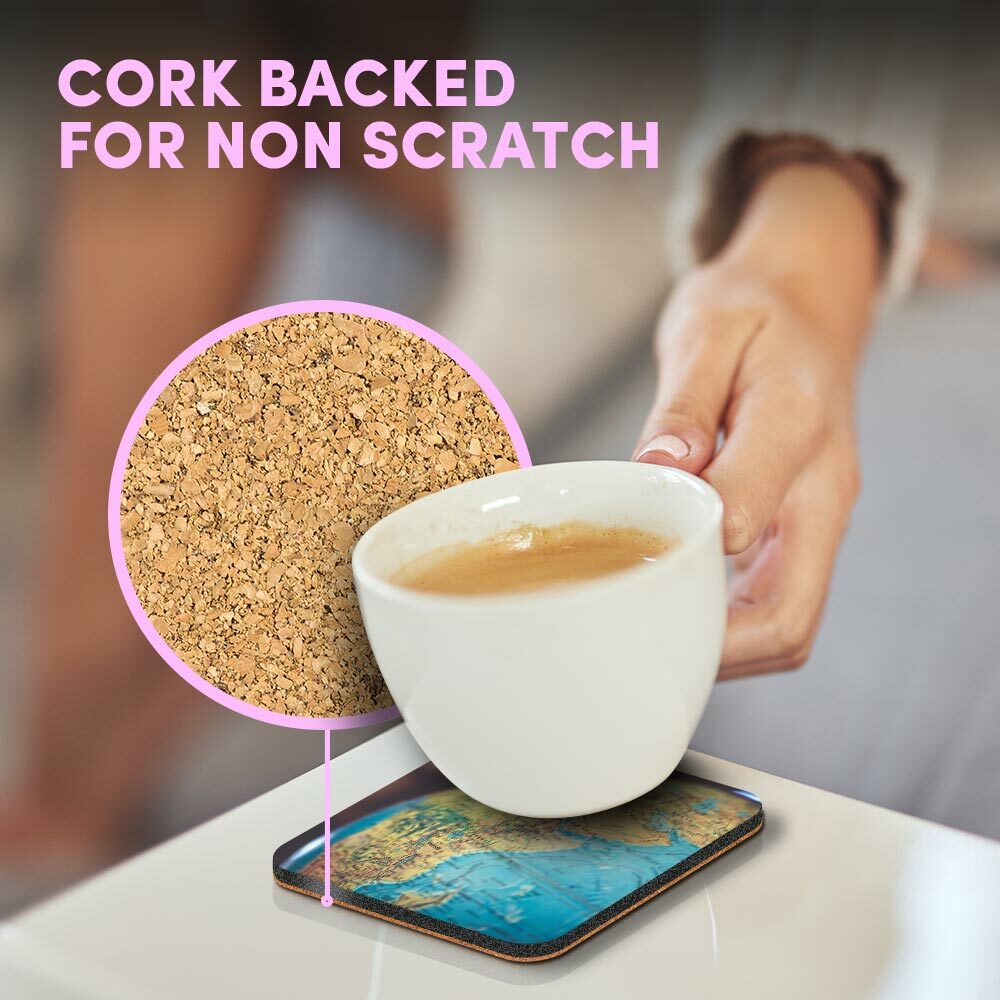 Set of 4 Square Coasters - Globe Sphere Earth Planet Map #21614 | eBay ...