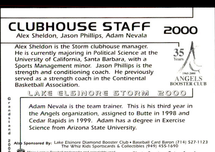 2000 Lake Elsinore Storm Grandstand #35 Alex Sheldon Jason Phillips ...