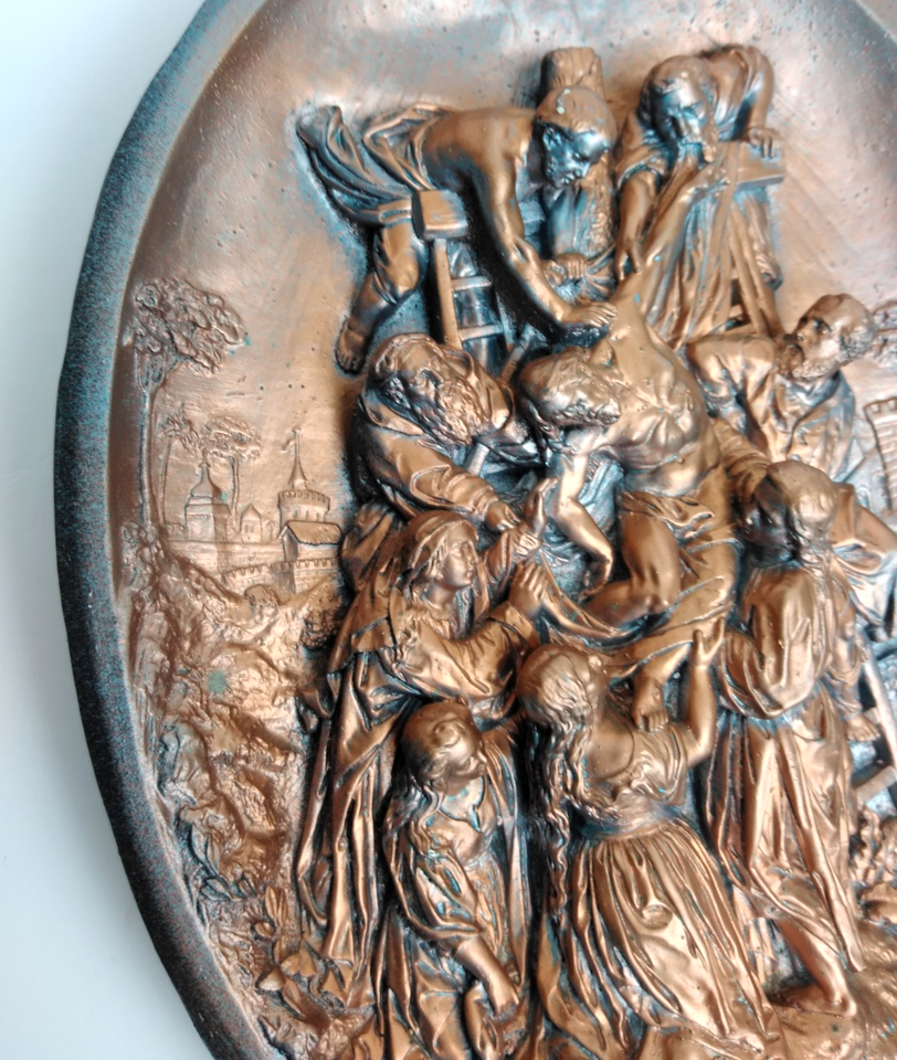 Vtg. Bas Relief E.Cassier 'The Decent from the Cross Wall Hanging ...