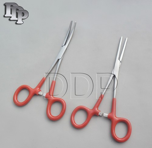 Hemostat Pean Forceps Surgical Red Dep Handle 5.5" Straight + Curved | eBay