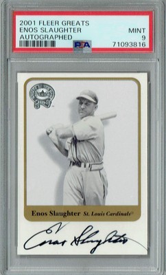 PSA 9 MINT Enos Slaughter 2001 Fleer Greats #0 Rare Trading Card Auto ...