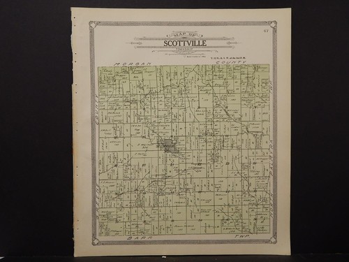 Illinois, Macoupin County Map, 1911 Township of Scottville L2#08 | eBay