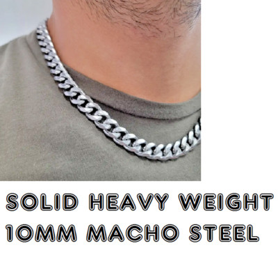 10MM SOLID Stainless Steel MIAMI CUBAN CURB 10 mm Chain 24" NECKLACE ...