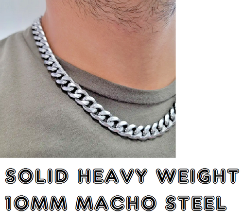 10MM SOLID Stainless Steel MIAMI CUBAN CURB 10 mm Chain 22" NECKLACE ...