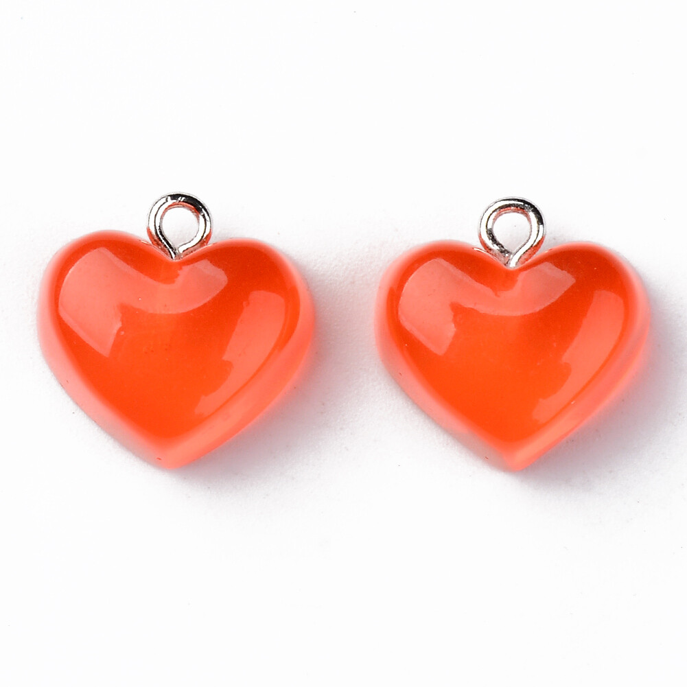 20pcs Transparent Resin Heart Pendants Smooth Mini Dangle Charms Craft ...