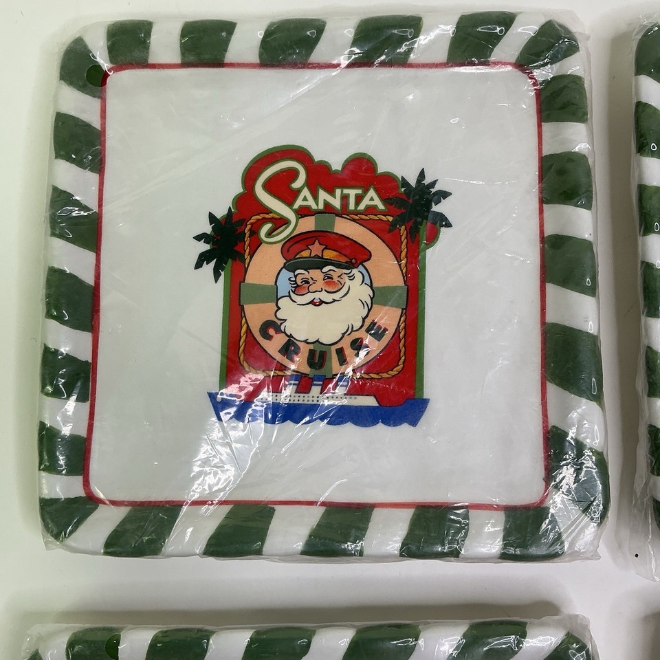 Dept 56 Beach Santa & Friends Appetizer Plate Set Of 4 Nautical ...